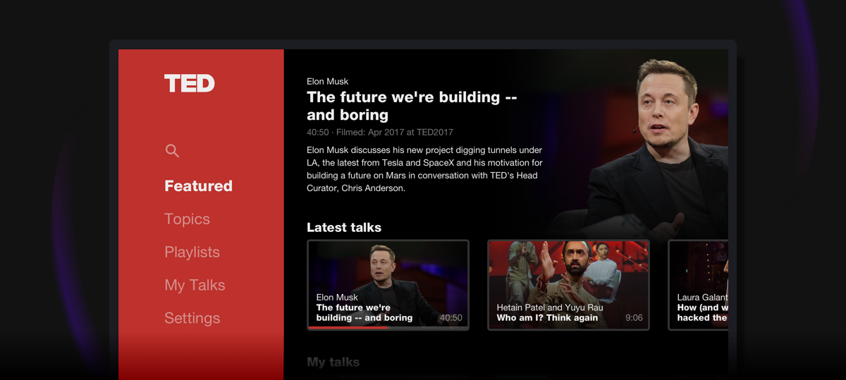 TED gets a fresh new look on TV apps | TED Blog